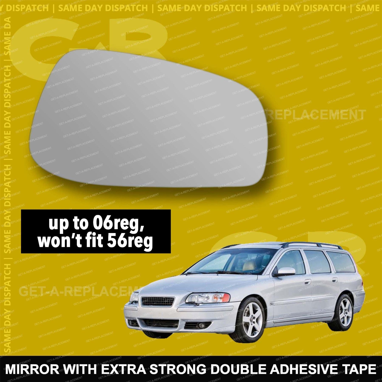 For Volvo v70 wing mirror glass 03-06 up to 06 reg Right Spherical | eBay