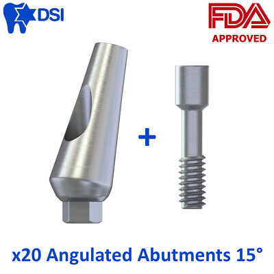 x20 DSI Dental Fixture Angular 15° Titanium 9mm Adapter Heads + Screws ...