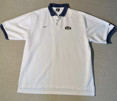 BYU Nike Polo Shirt Men’s Size XL White Performance Stretch Athletic | eBay
