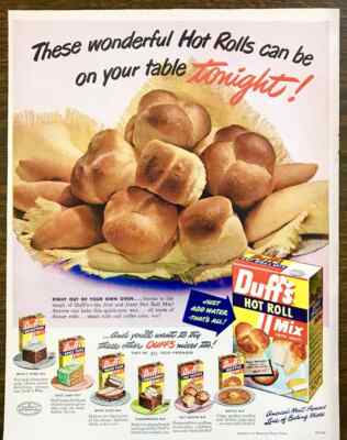 1949 Duff's Hot Roll Mix PRINT AD These Can Be on Your Table Tonight | eBay
