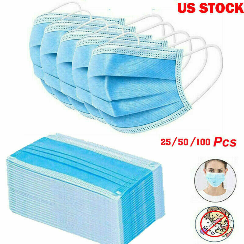 50/100/500 3 Ply Ear loop Face Mask Non Medical Surgical Dental ...