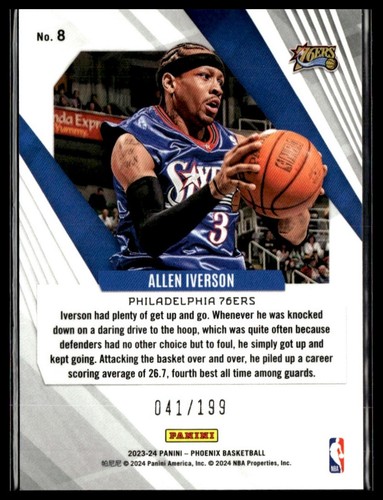 2023-24 Panini Phoenix - Allen Iverson #8 Red /199 for sale online | eBay