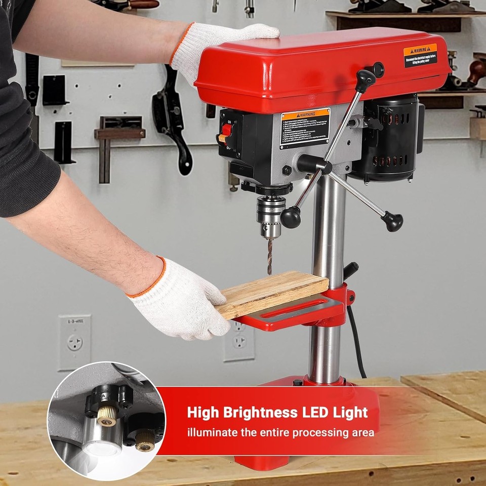 8" Benchtop Drill Press Benchtop Drill Machine w/ 5 Adjustable Speed ...