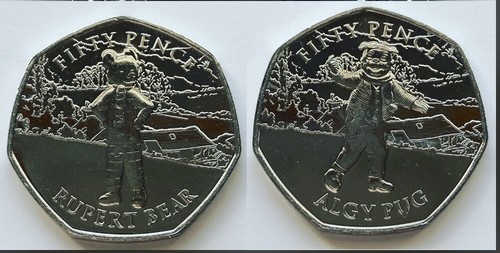 2020 Isle of Man Rupert Bear & Algy Pug 50p Coin Set of 2 Rare Fifty ...