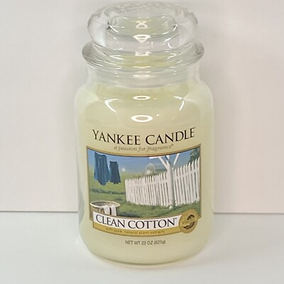 Yankee CLEAN COTTON Candle 22oz Jar Large Housewarmer 2000s Retired ...