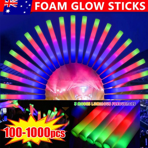 100X Flashing Foam Glow Sticks Bulk LED Glow Sticks Light Stick Rave ...