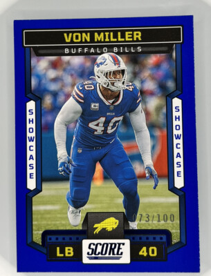 2023 PANINI SCORE BLUE SHOWCASE #268 VON MILLER **073/100**BUFFALO ...