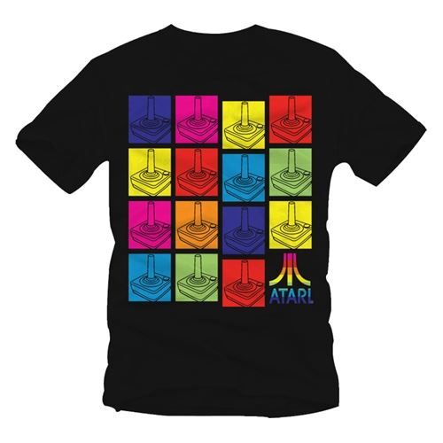 Atari Men's T Shirts Official Joy Stick Junkies Gaming Design Black ...