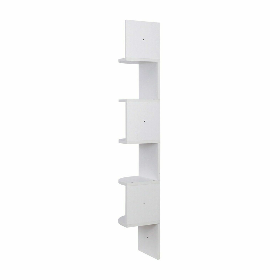 White Media Storage Shelf Rack Unit Video Wood Bookcase Display ...