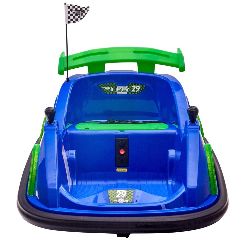 Flybar 6V Racer Bumper Car in Blue! with Flashing LED Lights & Charge ...