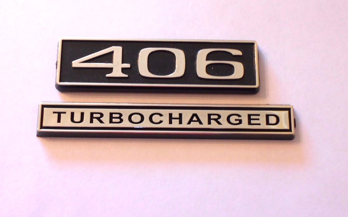 406 TURBOCHARGED black plastic with Chrome emblem emblems badge new | eBay