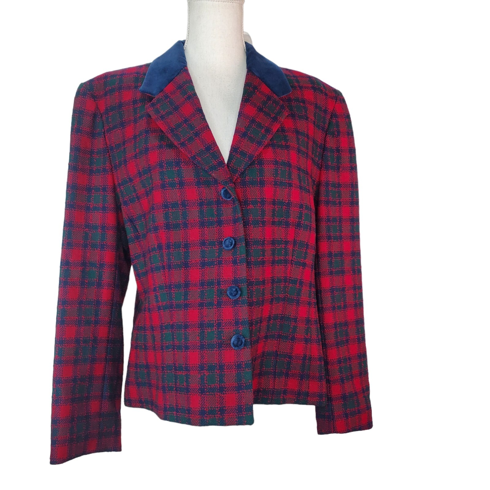 Vintage Pendleton Wool Blazer Red Blue Women's Size 1… - Gem