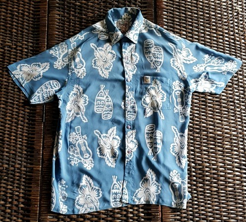 RARE MAMBO LOUD SHIRT LARGE LIGHT BLUE *BONGO FLORAL* FLOWER ARTIST JIM ...