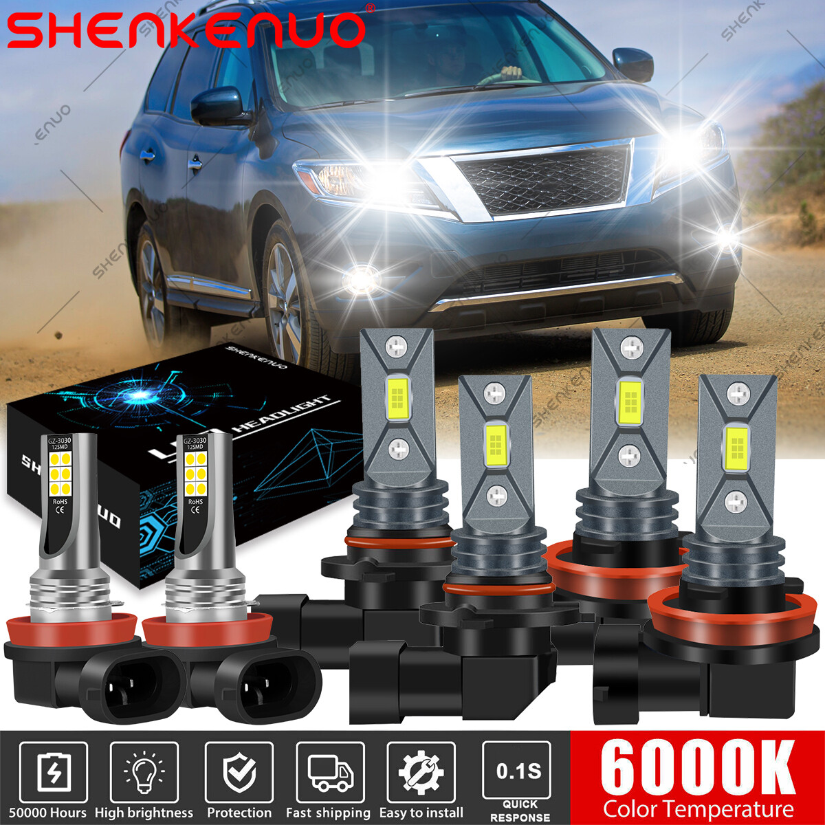 For Nissan Pathfinder 2013 2014 2015 2016 LED Headlight HI/Low +Fog ...