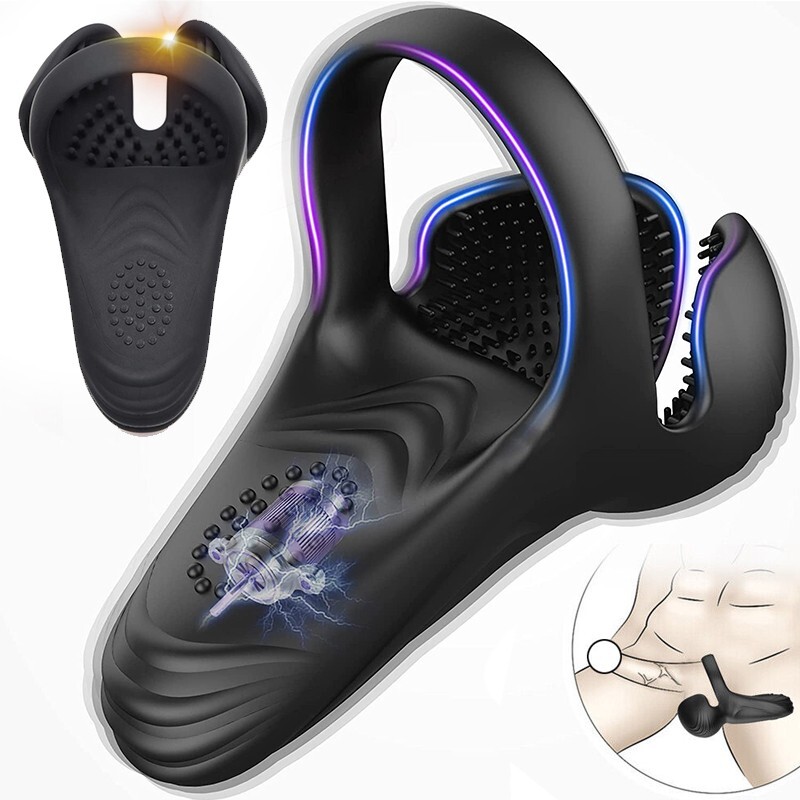 Penis Scrotum Massager Vibrator Cock Ring Sex Toys Men Delay Perineum ...