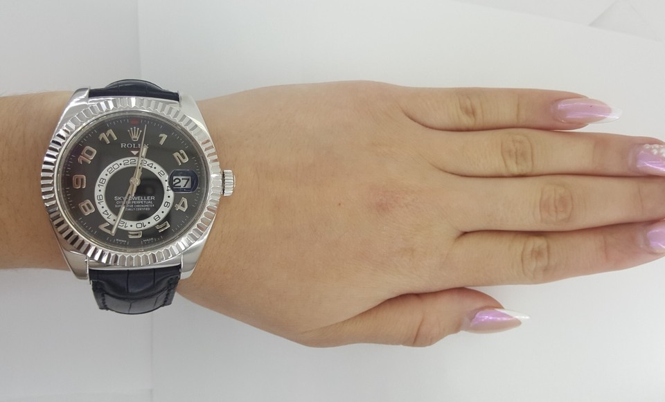 Rolex Sky-Dweller 326139 42 mm Black Dial 18K White Gold with Box ...