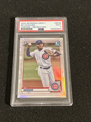 Ed Howard 2020 Bowman Draft Chrome 1st Prospect Refractor PSA 9 Cubs # ...