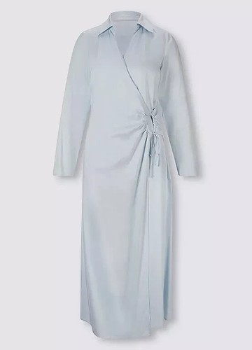 Heine Long Sleeve Wrap Dress in Light Blue PLUS Size UK 24 (fm93.1-8 ...