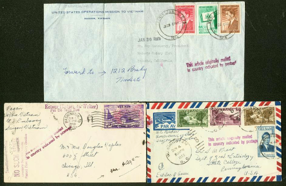 South Vietnam 1952-6, three U.S. diplomatic pouch covers | eBay