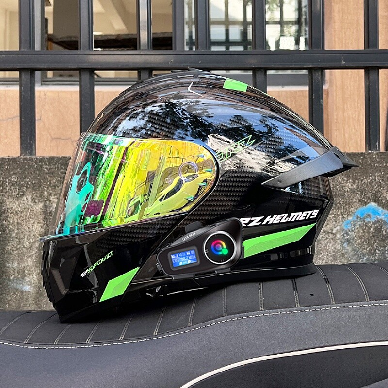 Intercom Bluetooth Motorcycle Helmet Dual Lens Racing Modular Motorbike ...