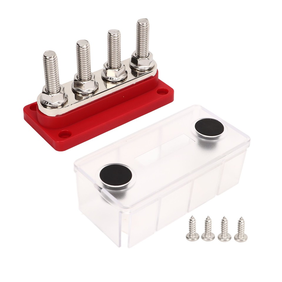 Red 4 Post Power Distribution Block 3/8inch M10 Studs Battery Bus Bar ...
