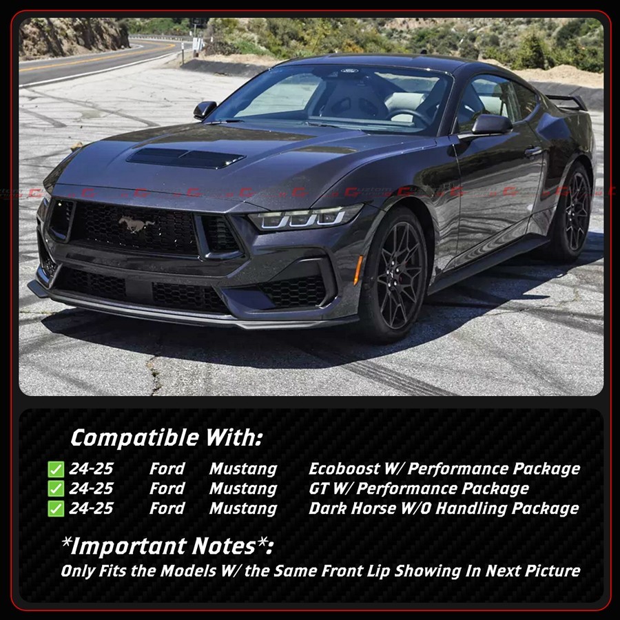 For 24-25 Ford Mustang S650 GT Style Matte Blk Winglet Front Bumper Lip ...