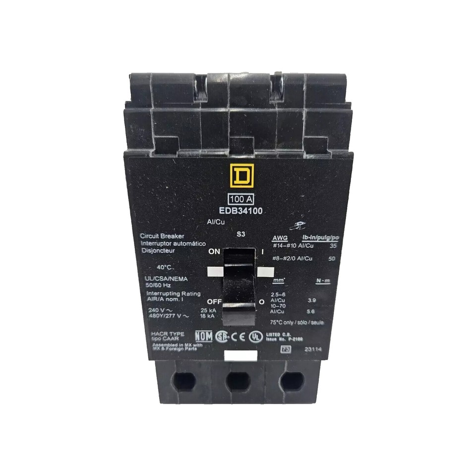 NIB - Square D - EDB34100 - Mini Circuit Breaker, 100A, 3 Pole, 480Y ...