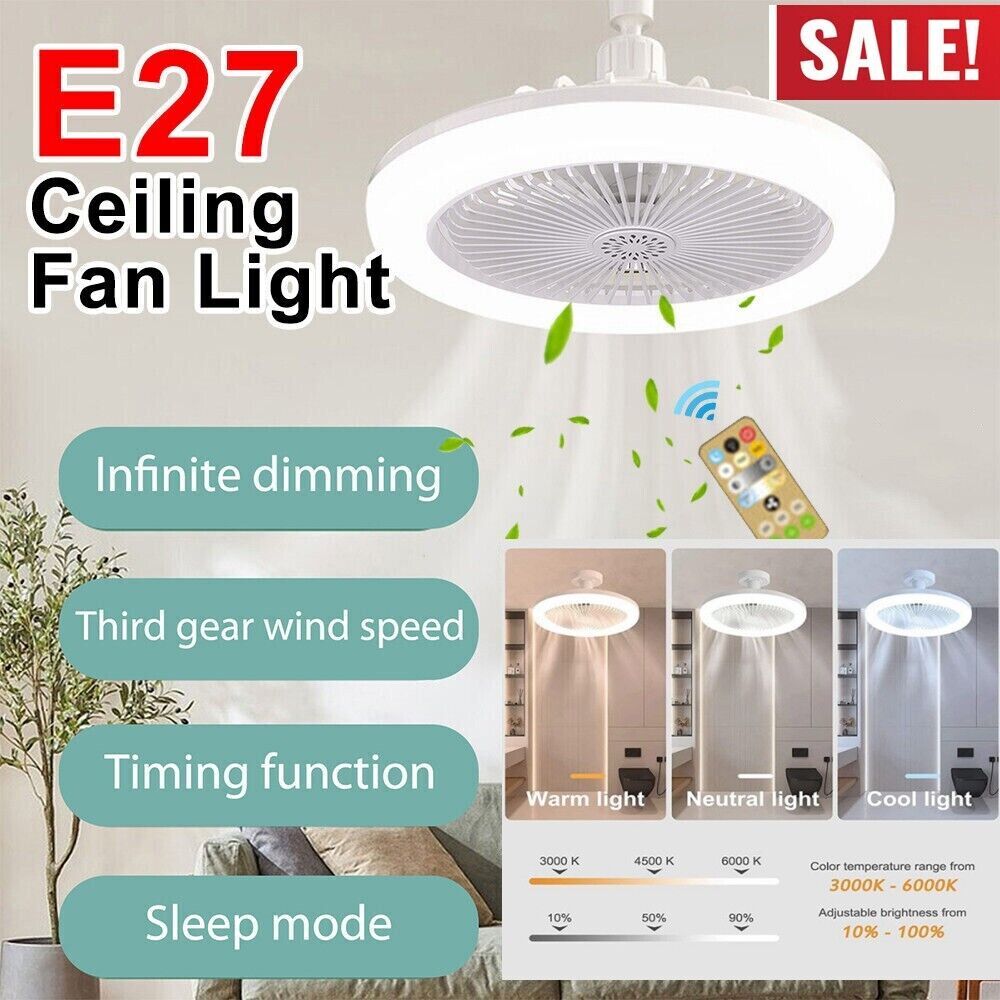 Adjustable Modern Led Ceiling Fan with Light E27 Bedroom Living Room ...