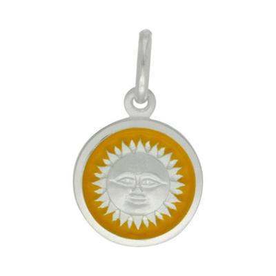 Sterling Silver Yellow Enameled Sun Pendant / Charm, Made in Italy, Box ...