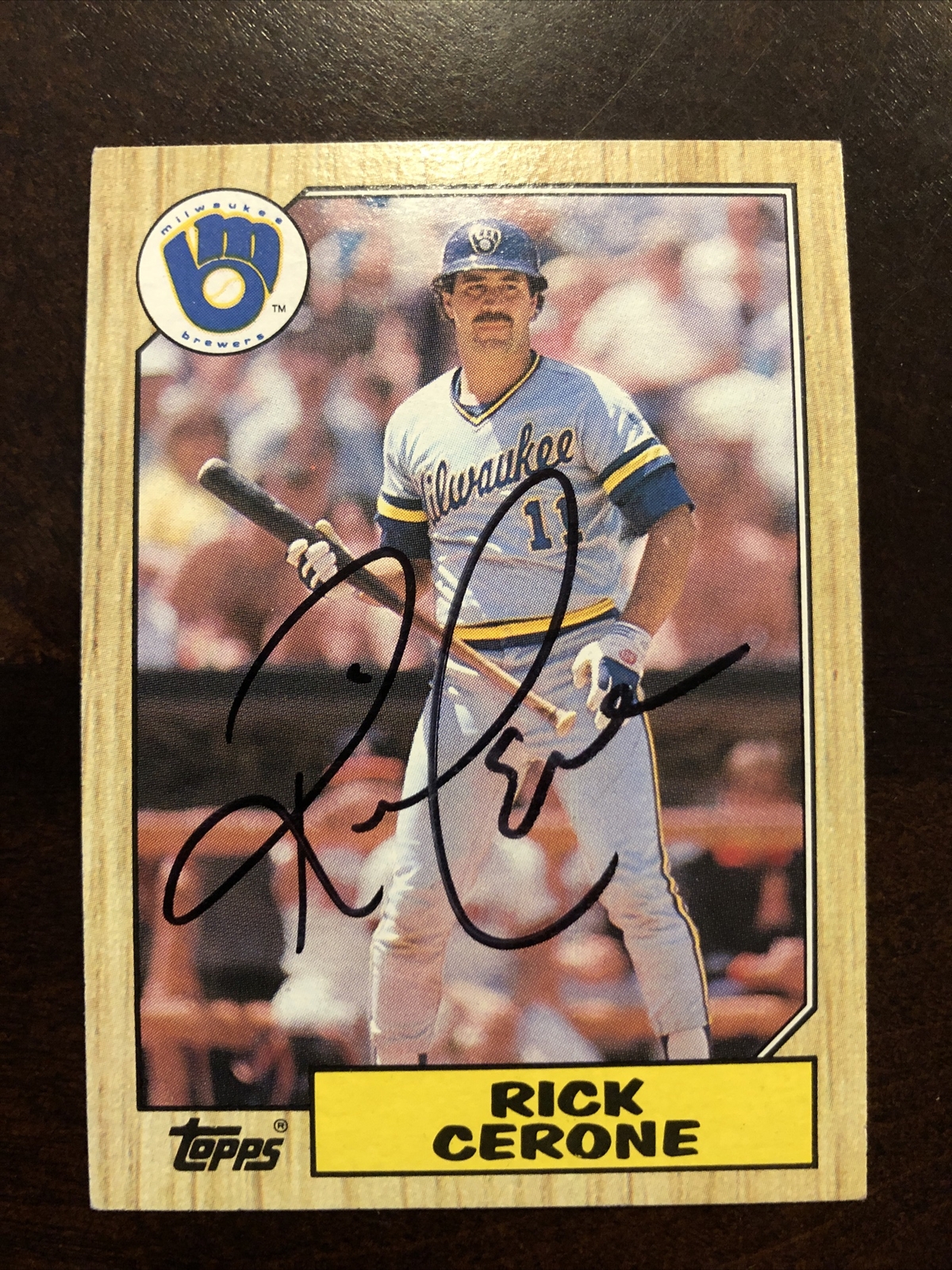 RICK CERONE 1987 TOPPS AUTOGRAPHED SIGNED AUTO BASEBALL CARD 129 BREWERS | eBay