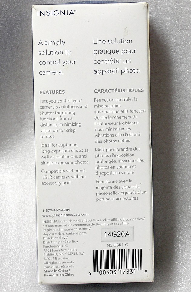 INSIGNIA DIGITAL CAMERA 3FT. WIRED UNIVERSAL SHUTTER REMOTE - NS-USR1-C ...