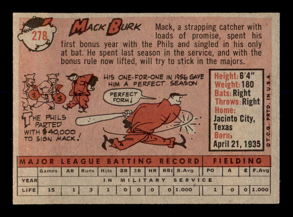 1958 Topps #278 Mack Burk NM | eBay