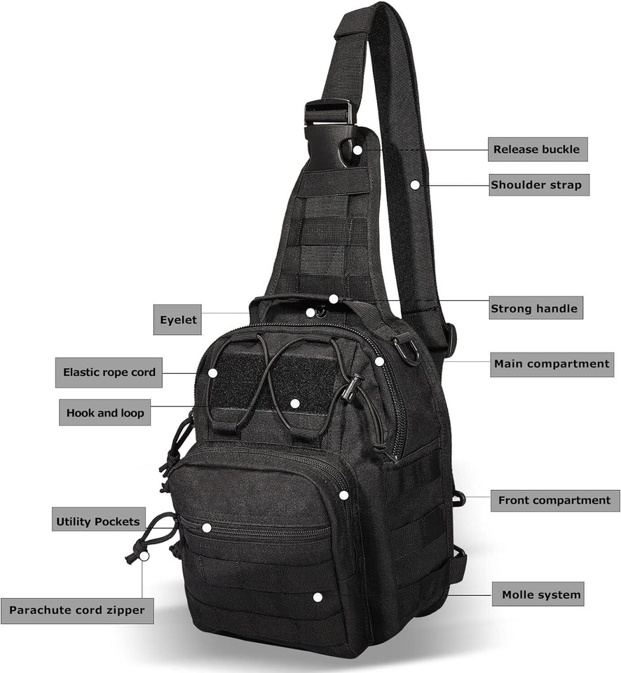 Tactical Compact EDC Chest Sling Shoulder Bag Concealed Carry Bag for ...