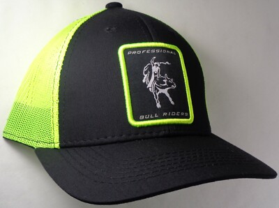 Hat Cap Licensed Professional Bull Riders PBR Black Neon Yellow Mesh OC ...