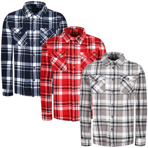 New Mens Overshirt Button Up Long Sleeve Shacket Pocket Casual Check ...
