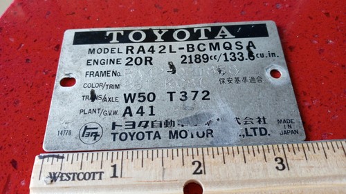 TOYOTA CELICA CORONA PICKUP 2.2L SOHC 20R Engine Emblem | eBay