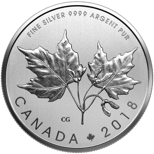 2018 Canada 10 Dollar Fine Silver Coin "Maple Leafs" 15.87 Grams 99.99 ...