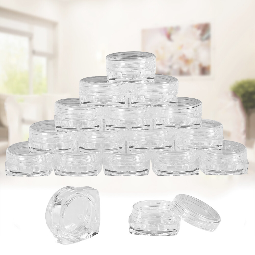 50 Pieces 3 Grams Cosmetic Empty Sample Small Containers Jar Makeup Lip ...