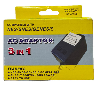 3 IN 1 AC Adapter and AV Cables for Nintendo NES System | eBay