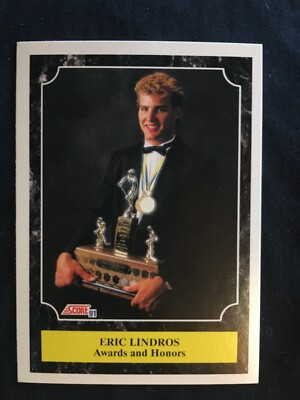 ERIC LINDROS NHL HOCKEY 1991 SCORE #330 AWARDS AND HONORS ROOKIE CARD ...