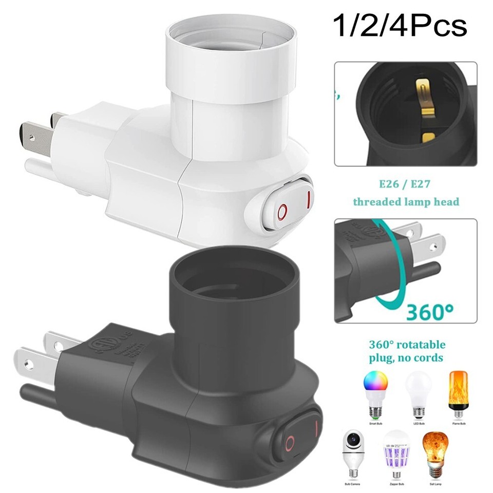 Outlet to Socket Adapter E26/E27 Light Socket to Plug Bulb Converter ...