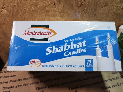 Manischewitz Shabbat Candles 72 Candles 4" White Taper Kosher 3hr Burn ...