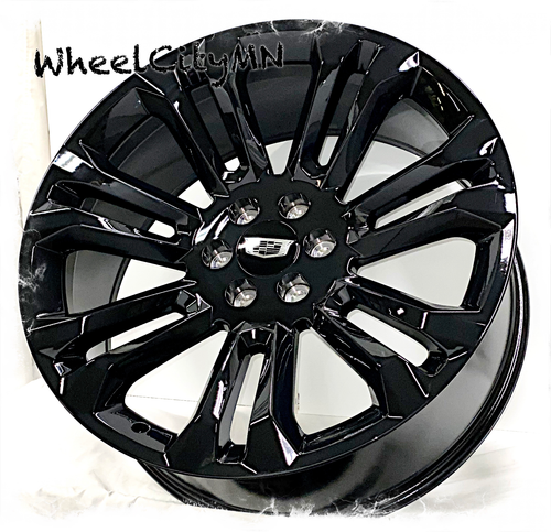 22" gloss black OE 5666 replica 84346100 rims fits 2023 Cadillac ...
