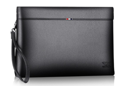 Septwolves men cow leather wallet purse zip bag Clutch pocket black ...