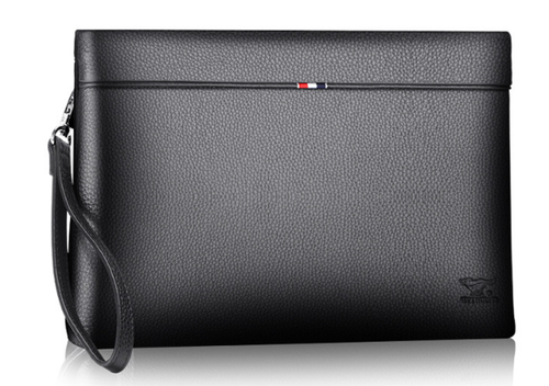 Septwolves men cow leather wallet purse zip bag Clutch pocket black ...