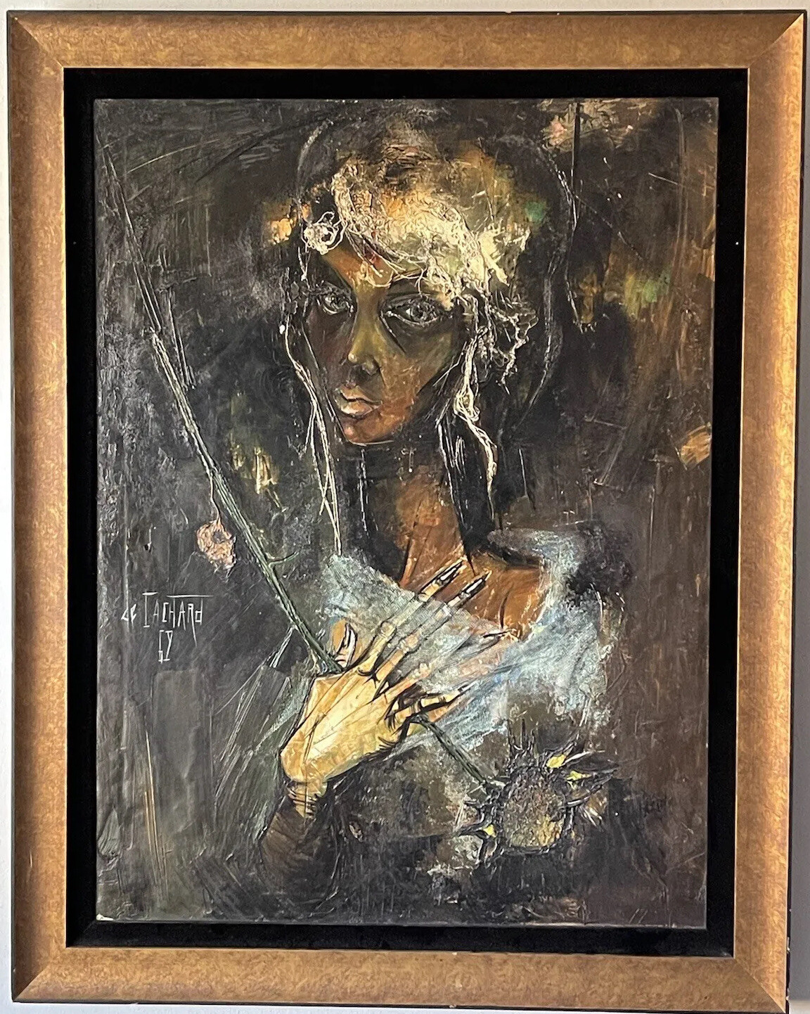 REGIS DE BOUVIER DE CACHARD VINTAGE FRENCH MODERN ABSTRACT WOMAN OIL ...