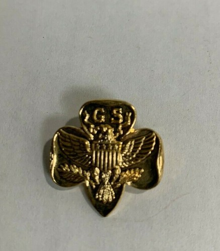 Girl Scout GS Membership Gold Trefoil Eagle Brownie Lapel Pin Vintage ...