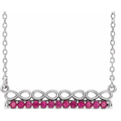 Platinum Natural Ruby Infinity-Inspired Bar 18" Necklace | eBay