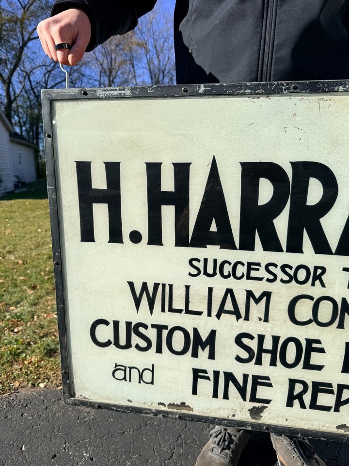 Vintage 1900s Shoe Cobbler Reverse on Glass Milwaukee Trade Advertising ...
