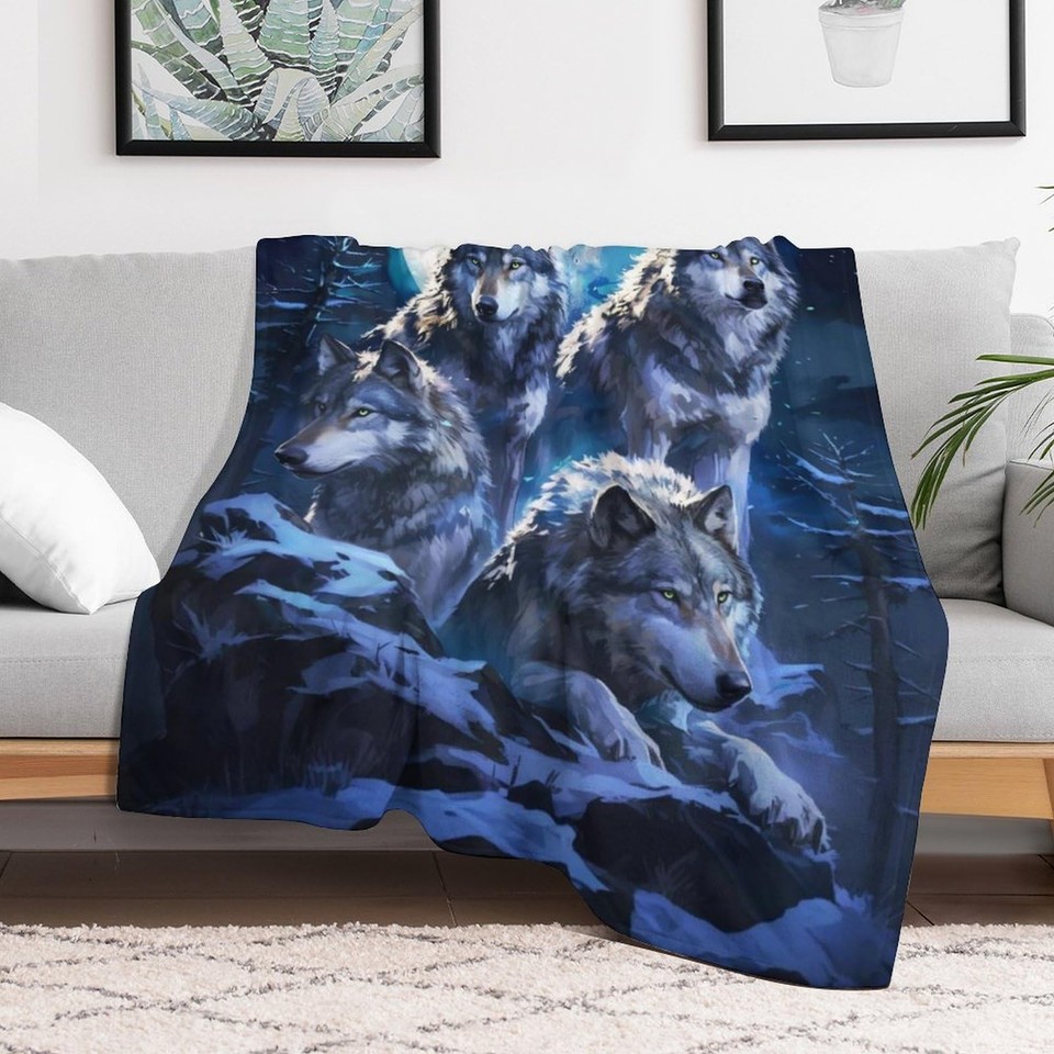 Wolf Throw Blanket - Soft Flannel Wolf Blankets for Girls & Boys - Warm ...